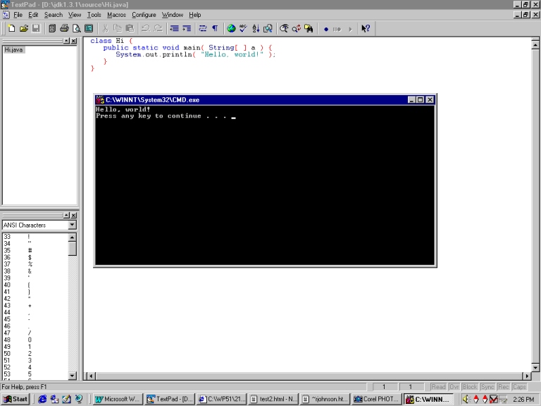 Running a Java Program in TextPad