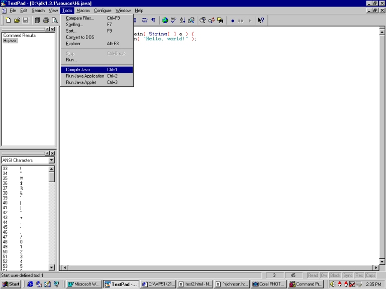 Running A Java Program In TextPad