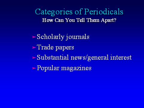 Categories of Periodicals