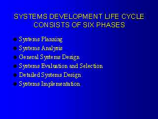 SYSTEMS DEVELOPMENT LIFE CYCLE CONSISTS OF SIX PHASES
