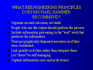 WHAT REENGINEERING PRINCIPLES DOES MICHAEL HAMMER RECOMMEND?