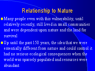 Relationship to Nature